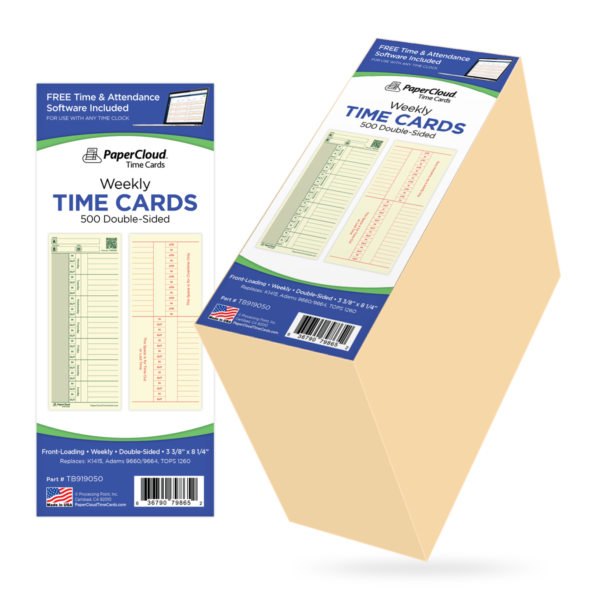 Weekly Employee Time Card - Double Sided - 3 3/8 x 8 1/4 - Time Clock ...